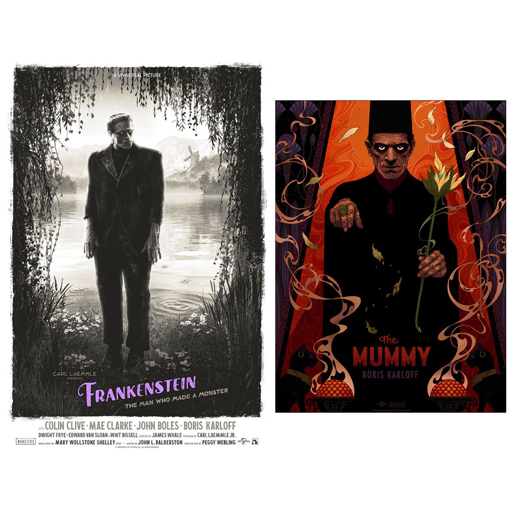 Frankenstein by Kevin Wilson & The Mummy by Peter Diamond - Poster Pirate